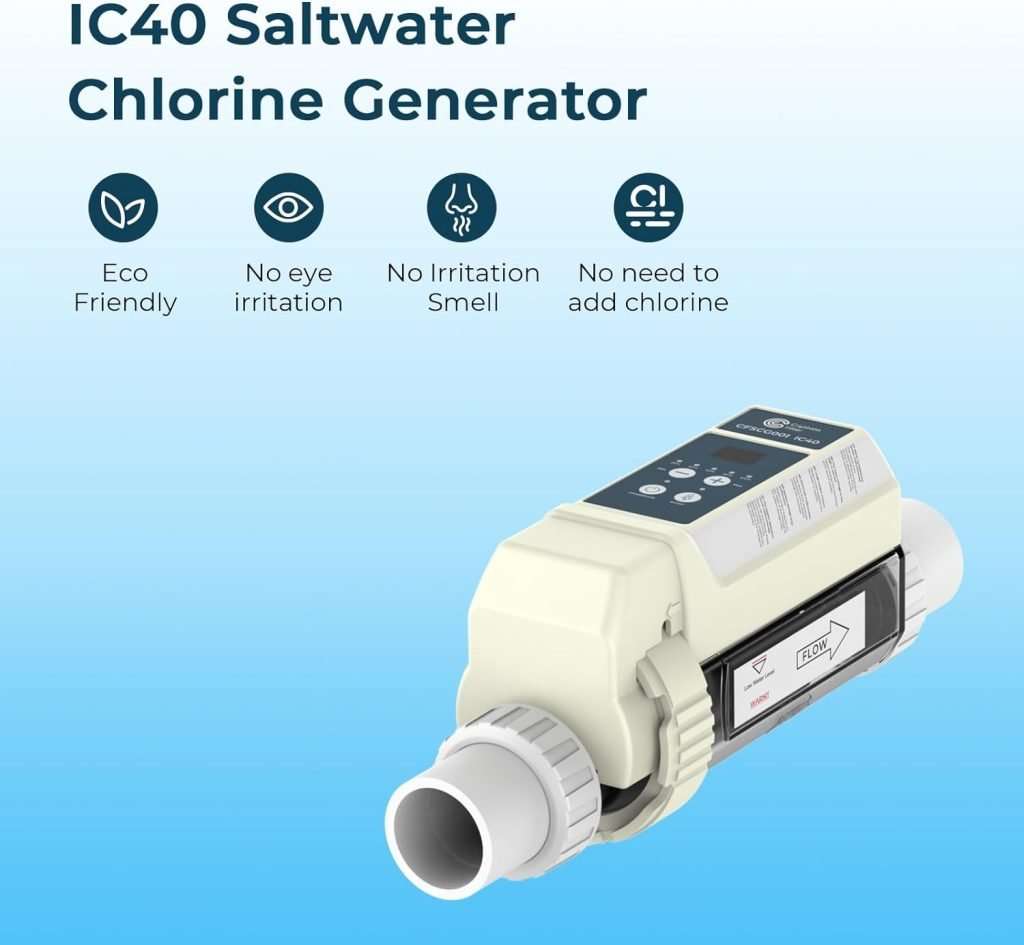 Crystala Filters IC40 Pool Salt Chlorine Generator, Compatible