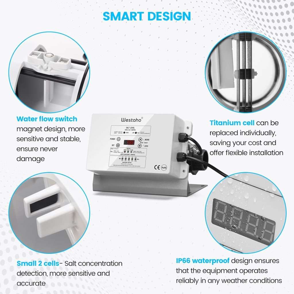 Saltwater Pool System, Westaho Salt Chlorine Generator with USA