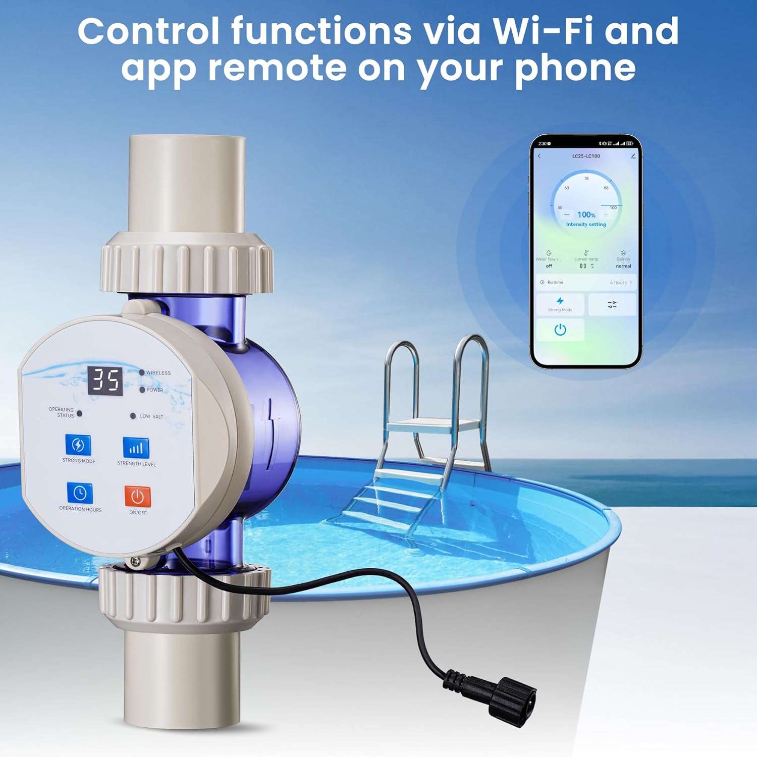 Salt Cell Chlorine Generator for Above-Ground Pools up to 11,887
