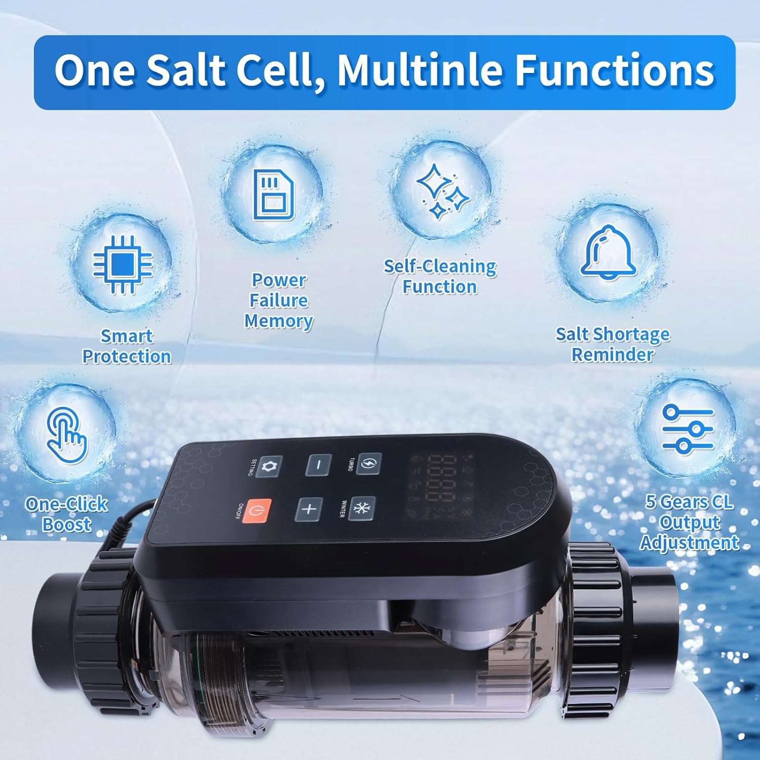 Chlorine Generator with Smart App Control, Saltwater Pool System