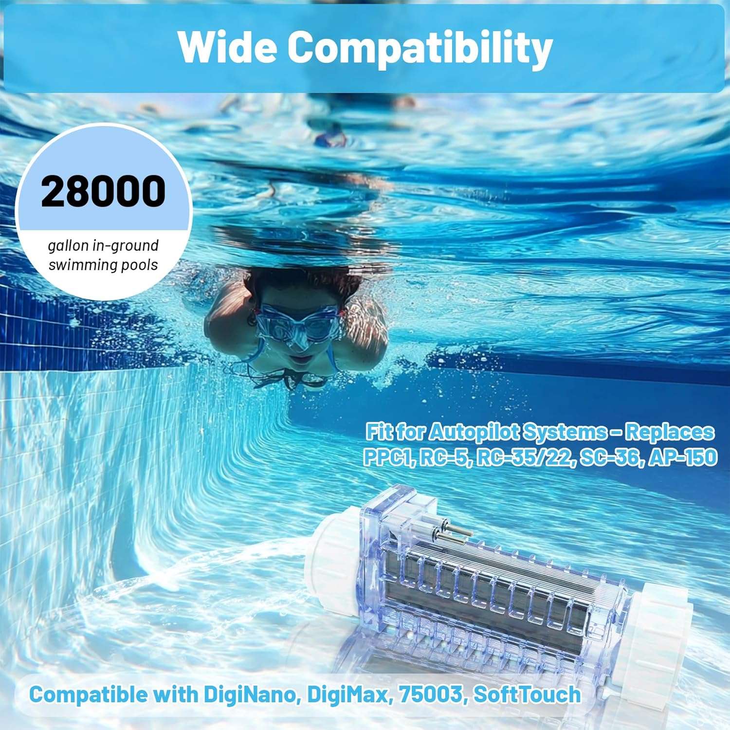 PPC1 Salt Chlorine Generator Cell with Unions Fit for Pool Pilot