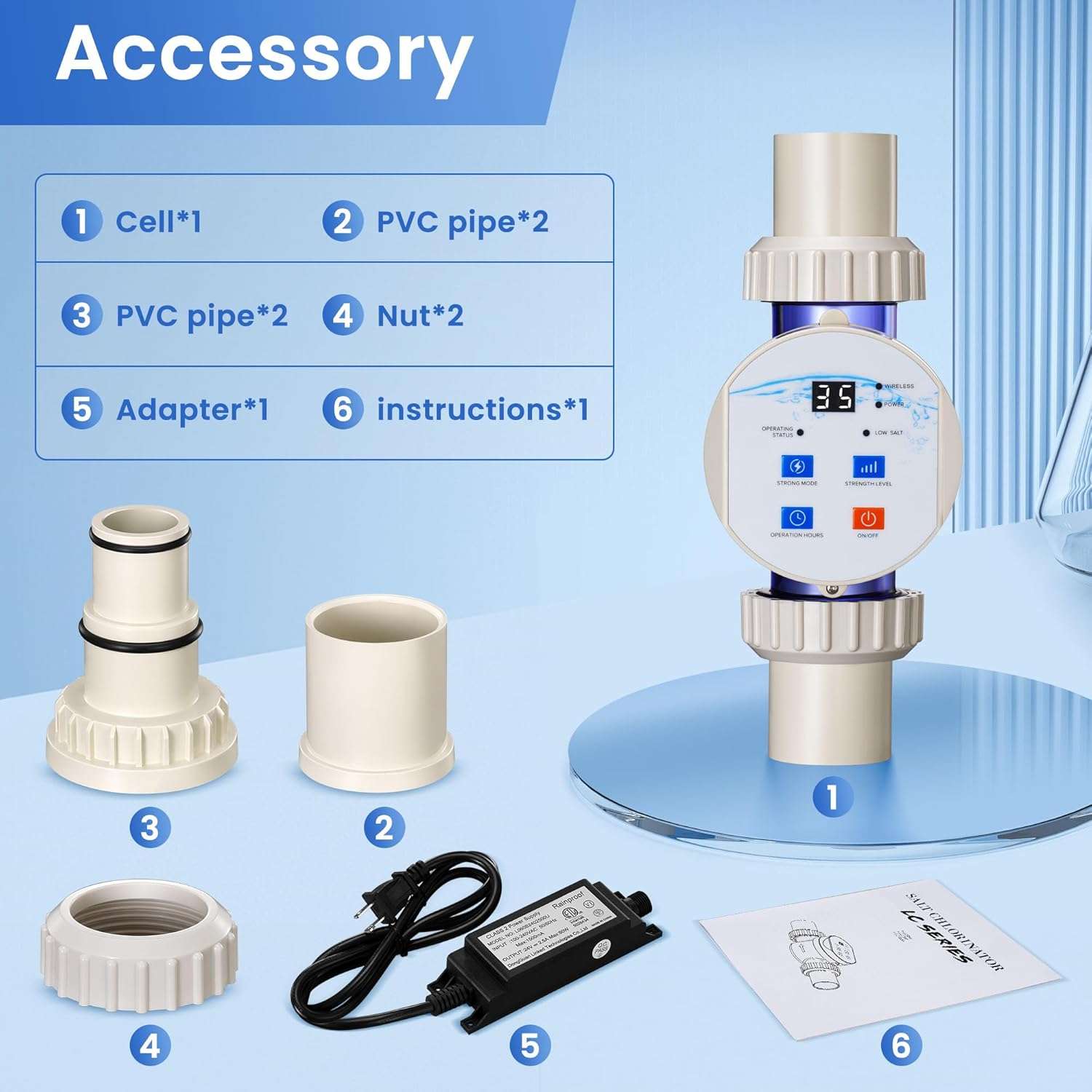Salt Cell Chlorine Generator for Above-Ground Pools up to 11,887